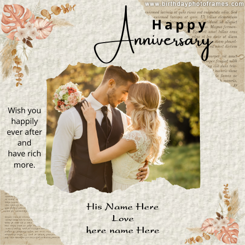 Happy Anniversary Cards With Couples Name And Photo For Online